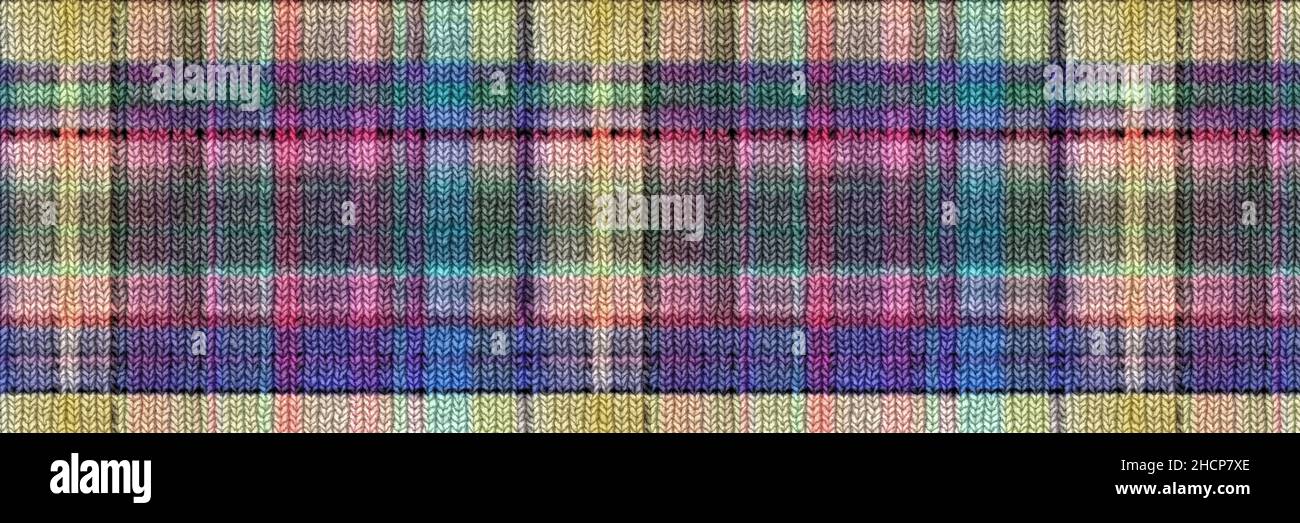 Classic winter tartan knit wool plaid seamless edging border. Retro ...