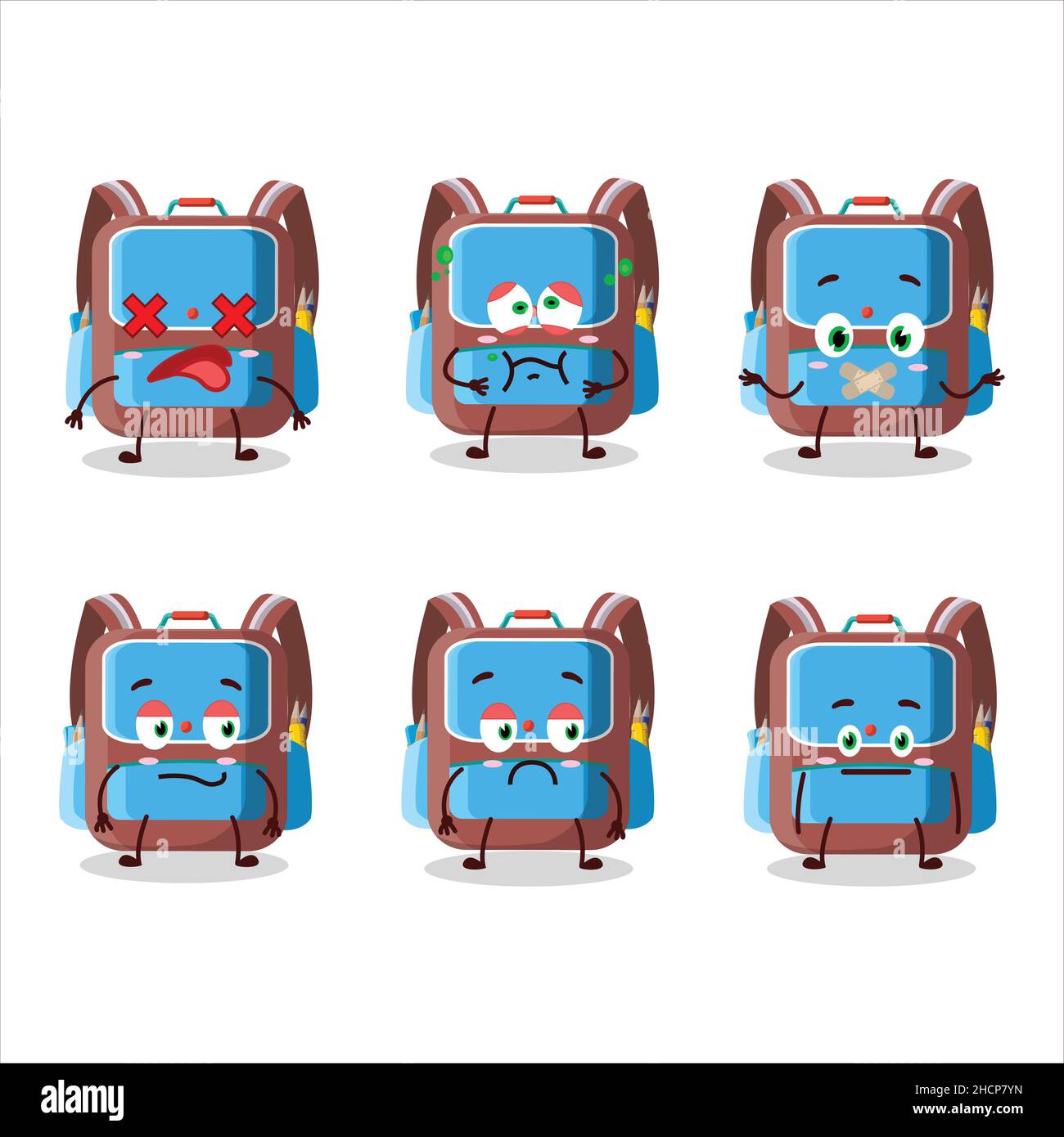 Backpack children cartoon character with nope expression. Vector ...