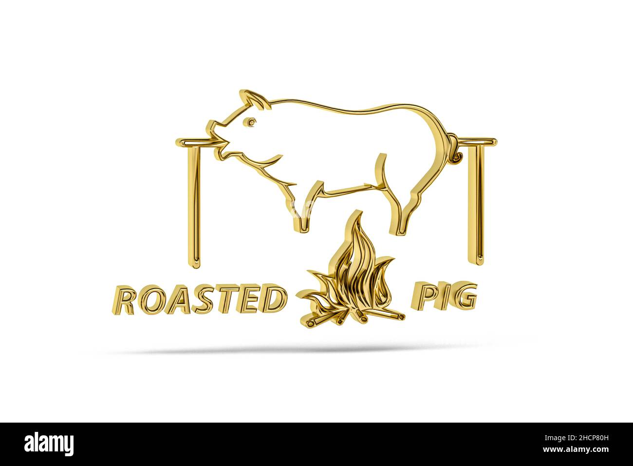 Golden 3d pig icon isolated on white background - 3d render Stock Photo ...