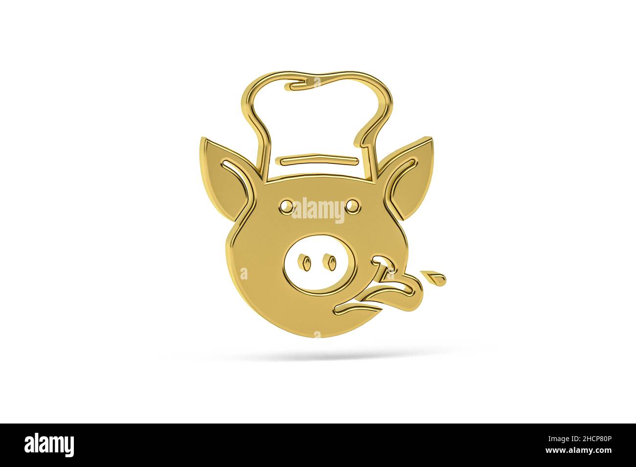 Golden 3d pig icon isolated on white background - 3d render Stock Photo ...