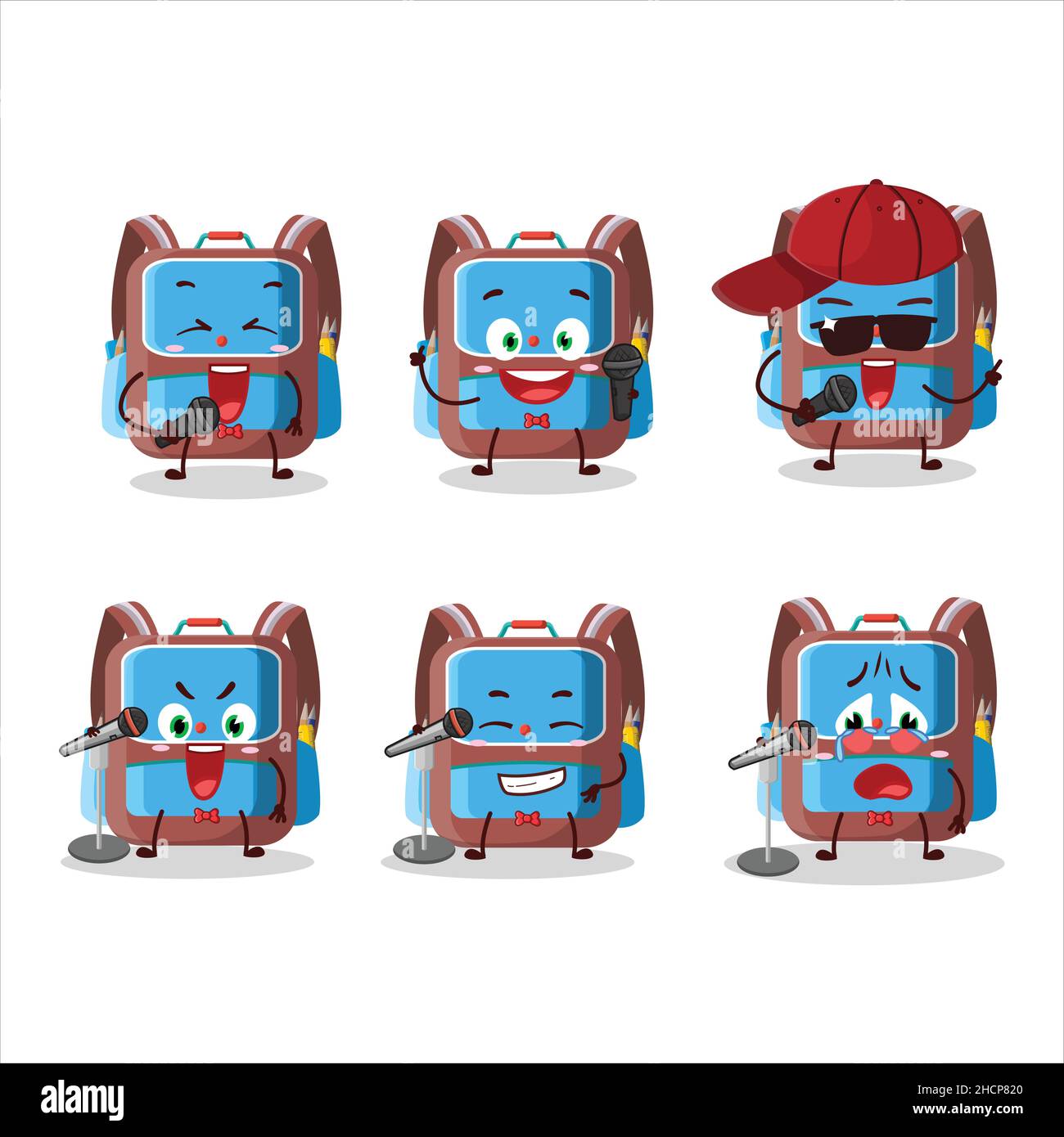 A Cute Cartoon design concept of backpack children singing a famous ...