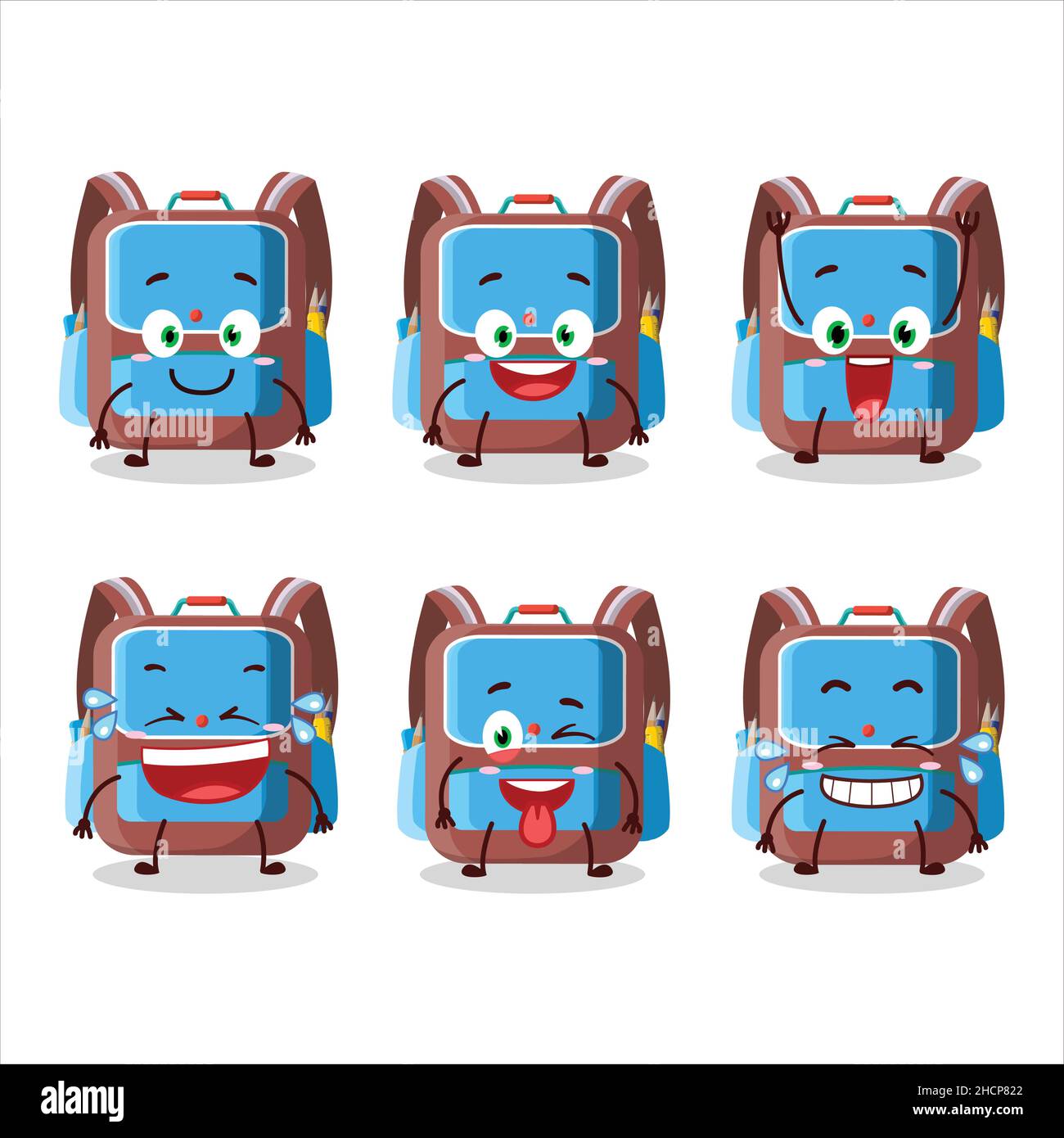 Cartoon character of backpack children with smile expression. Vector ...