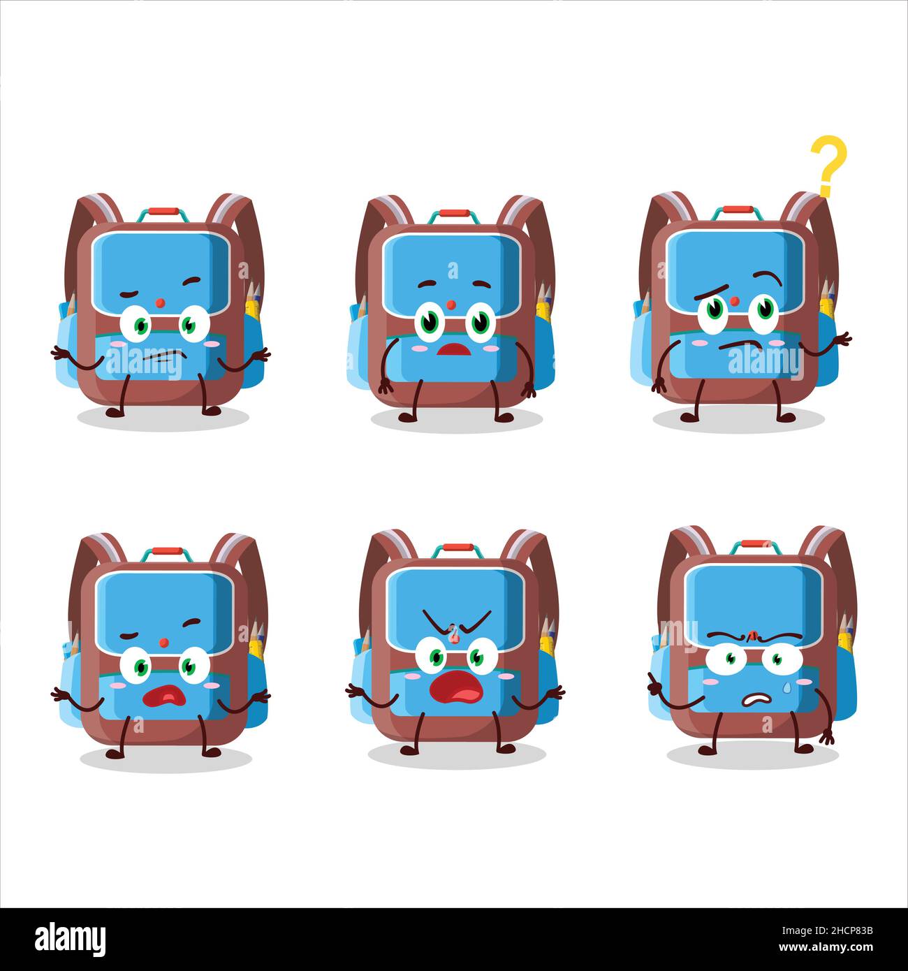 Cartoon character of backpack children with what expression. Vector ...