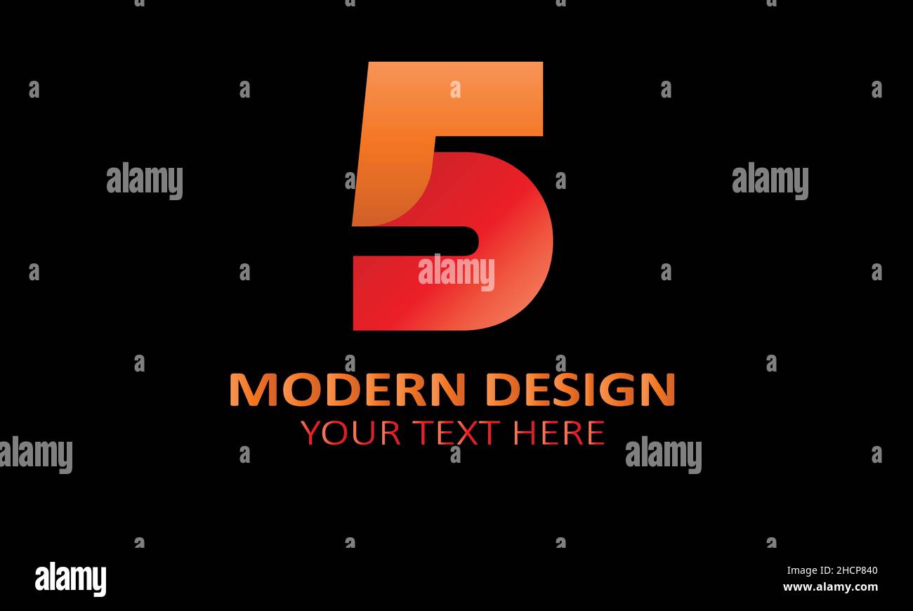 Number 5 modern shape abstract monogram vector logo template Stock ...