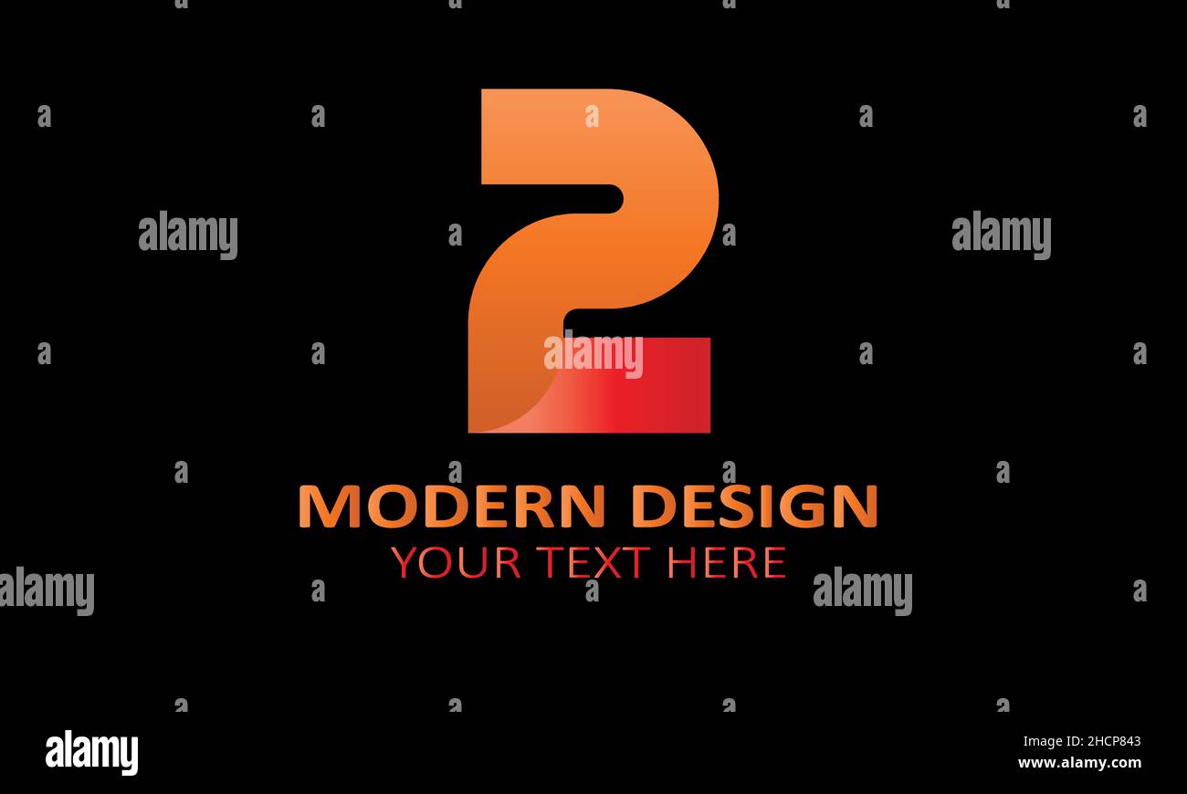 Number 2 modern shape abstract monogram vector logo template Stock ...