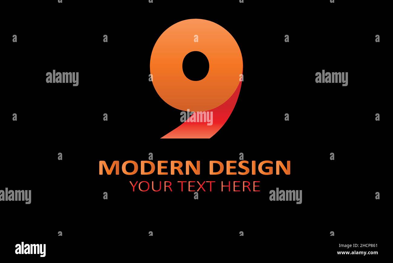 Number 9 modern shape abstract monogram vector logo template Stock ...