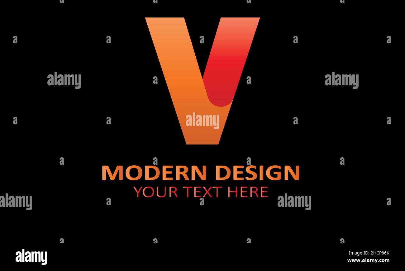 Alphabet v modern shape abstract monogram vector logo template Stock ...