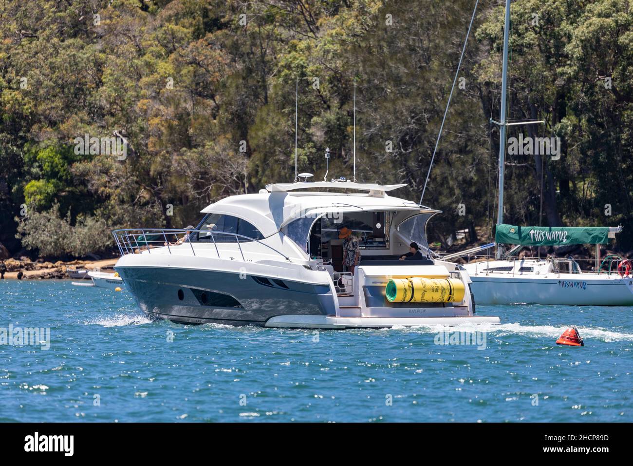 Luxury Riviera motor cruiser leaves the basin area coasters retreat on ...