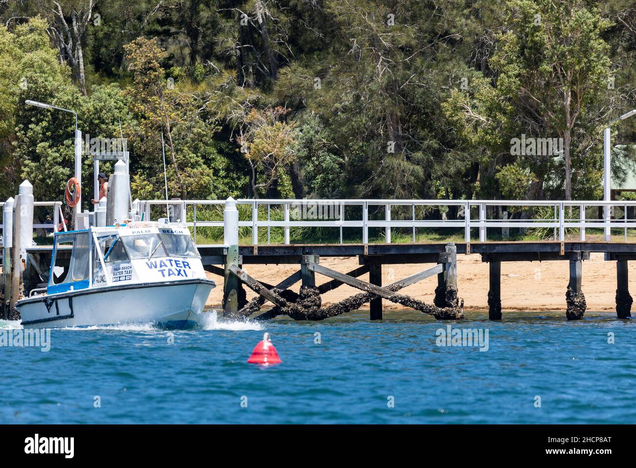 The Basin campground and boat wharf on Pittwater Sydney, a small water ...