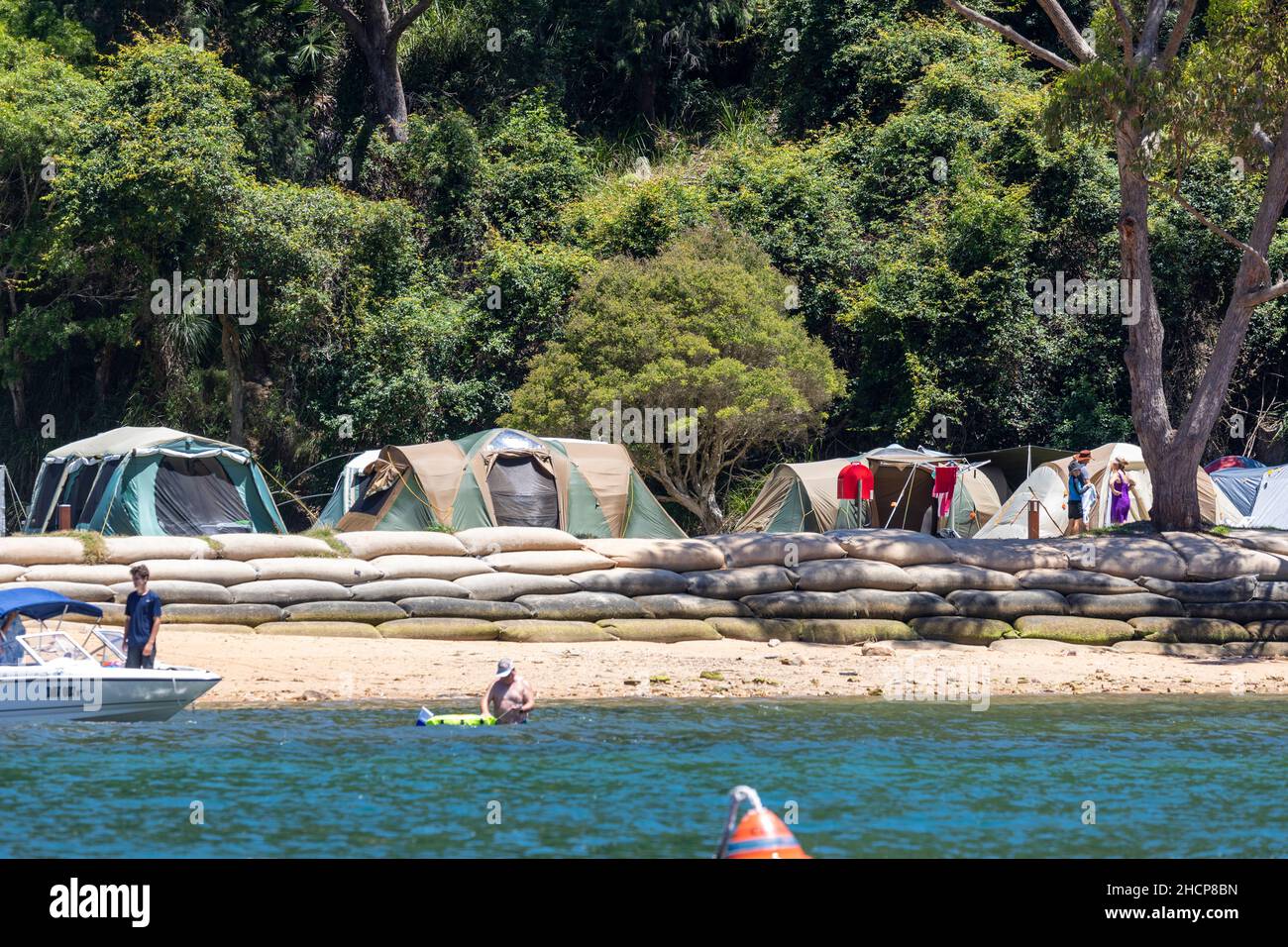 The Basin Campground Pittwater in Ku-ring gai chase national park, a ...