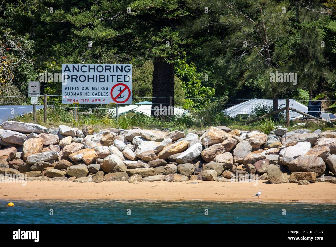 The Basin Campground Pittwater in Ku-ring gai chase national park, a ...