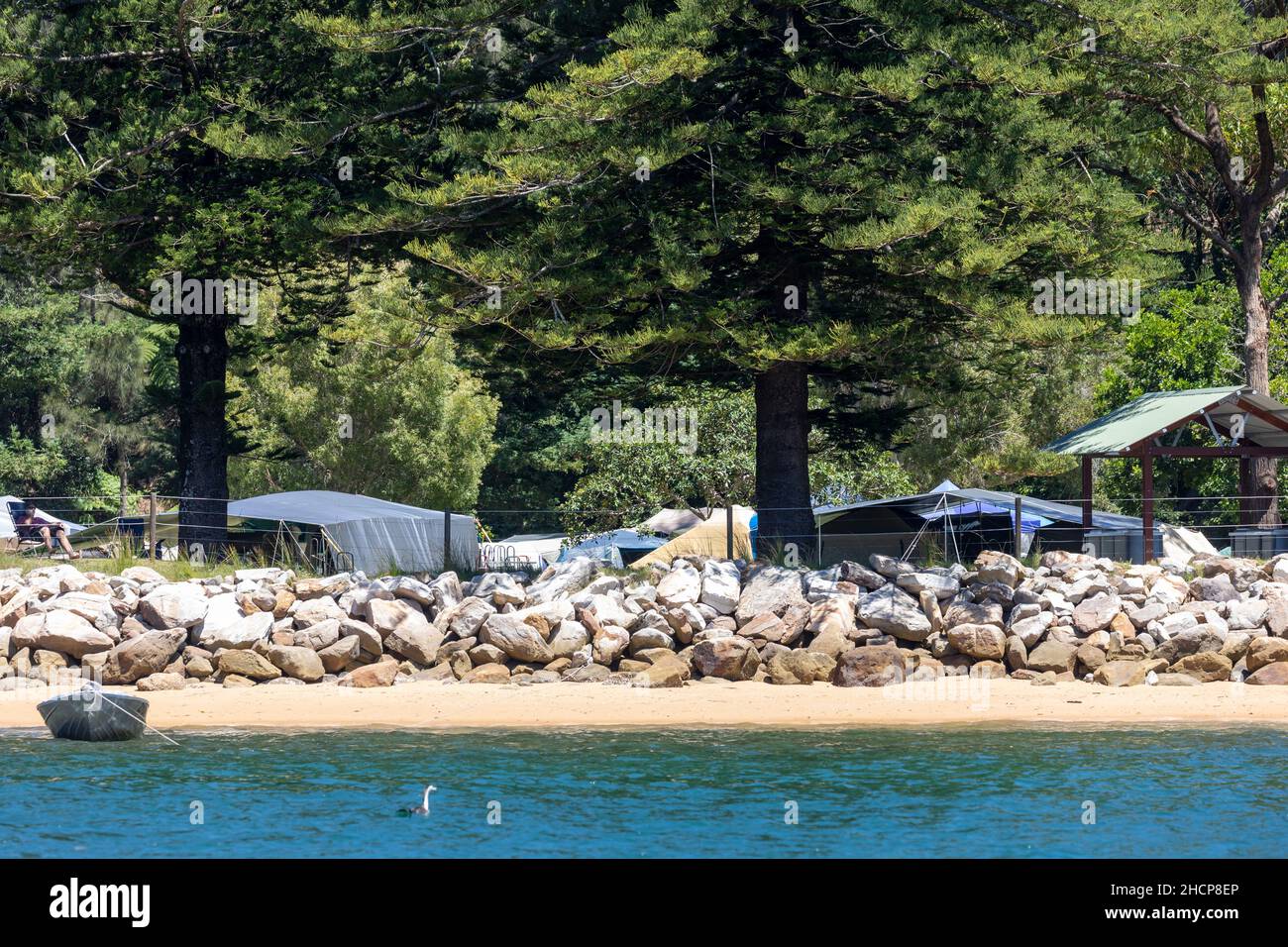 The Basin Campground Pittwater in Ku-ring gai chase national park, a ...