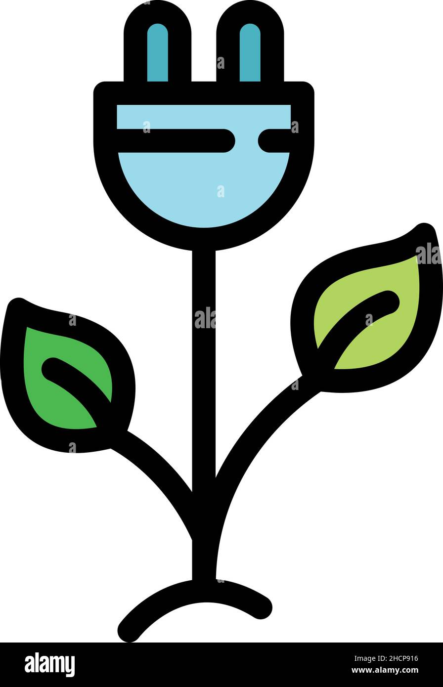 Bio energy icon. Outline bio energy vector icon color flat isolated ...
