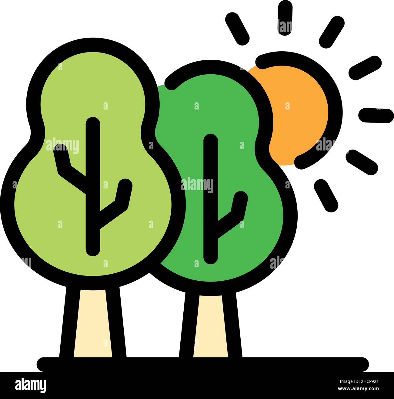 Nature tree icon. Outline nature tree vector icon color flat isolated ...