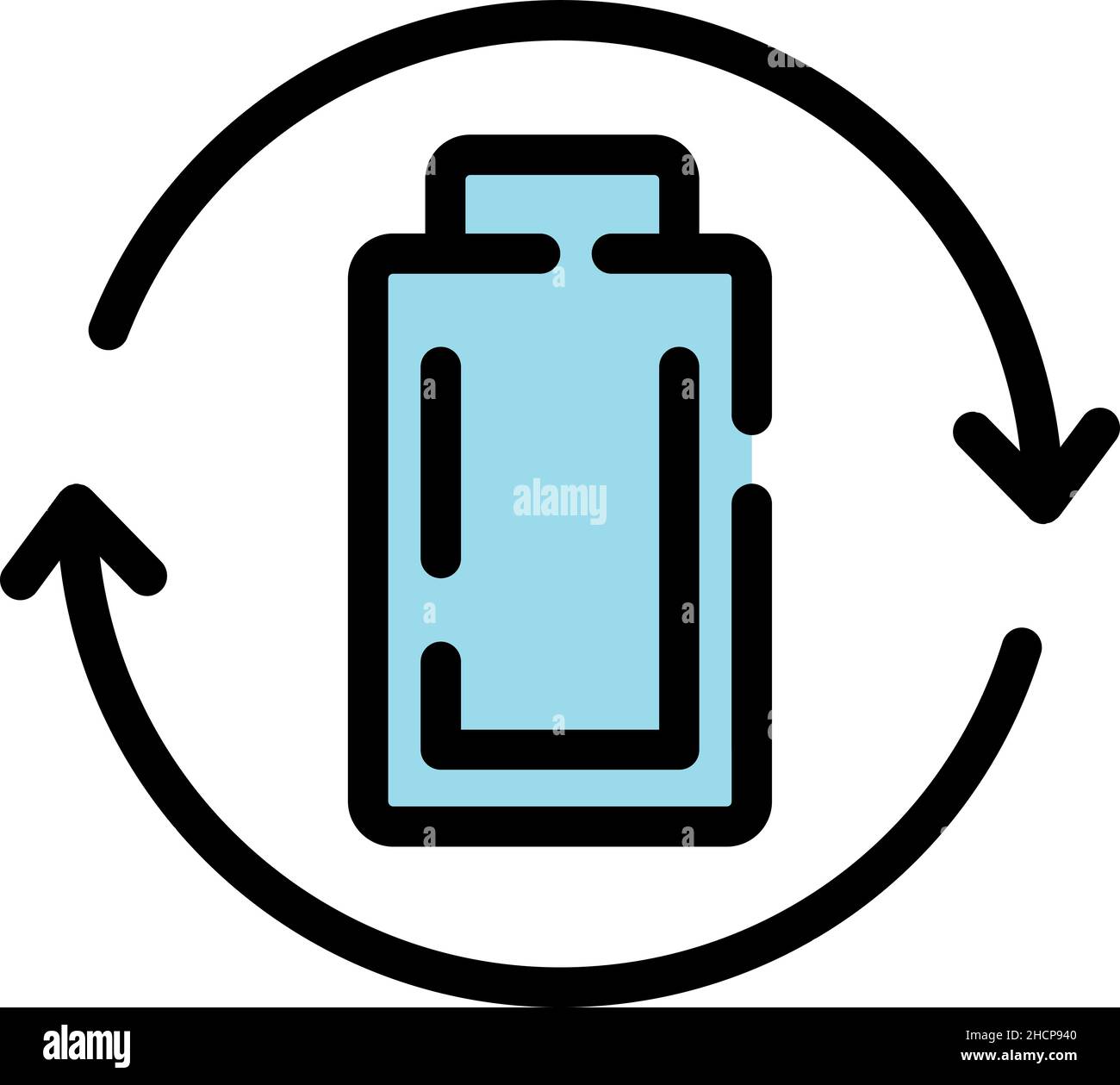 Battery recycle icon. Outline battery recycle vector icon color flat ...