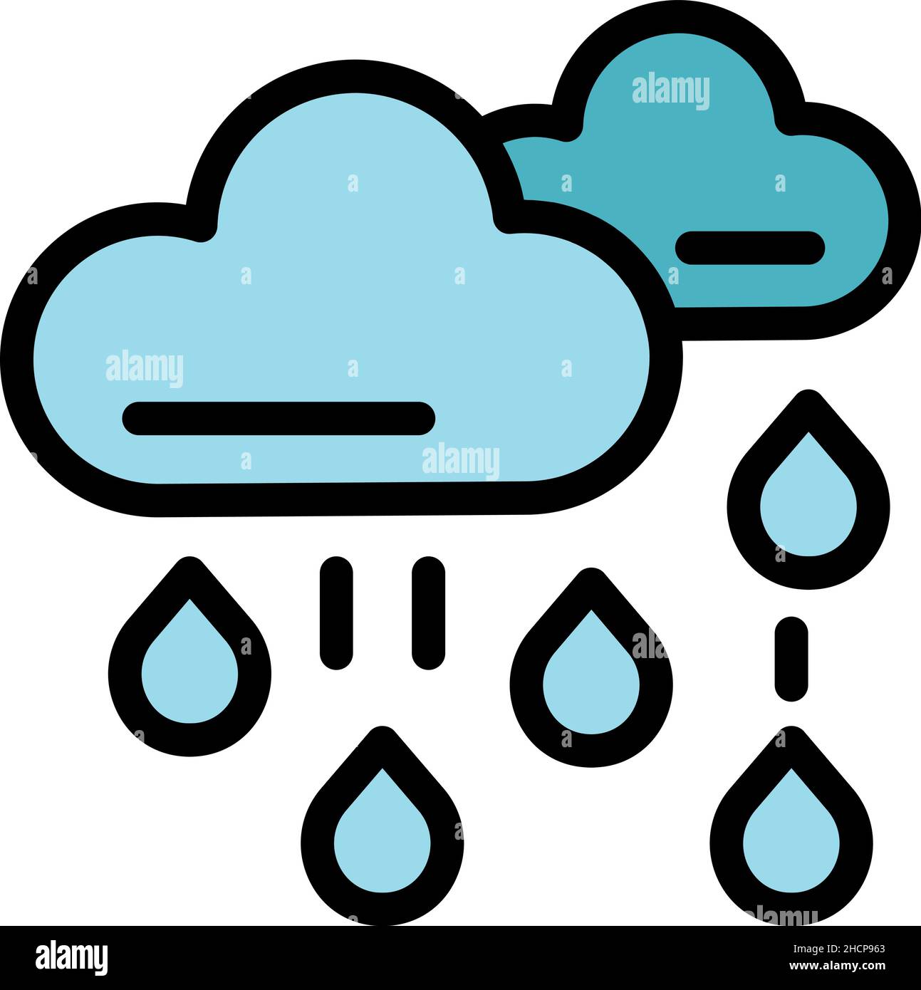 Raining clouds icon. Outline raining clouds vector icon color flat ...