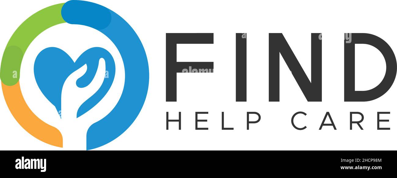 Modern colorful FIND HELP CARE love logo design Stock Vector Image ...