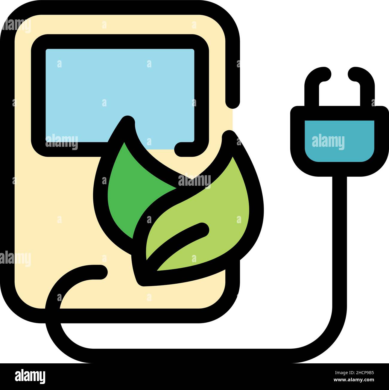 Eco charge icon. Outline eco charge vector icon color flat isolated ...