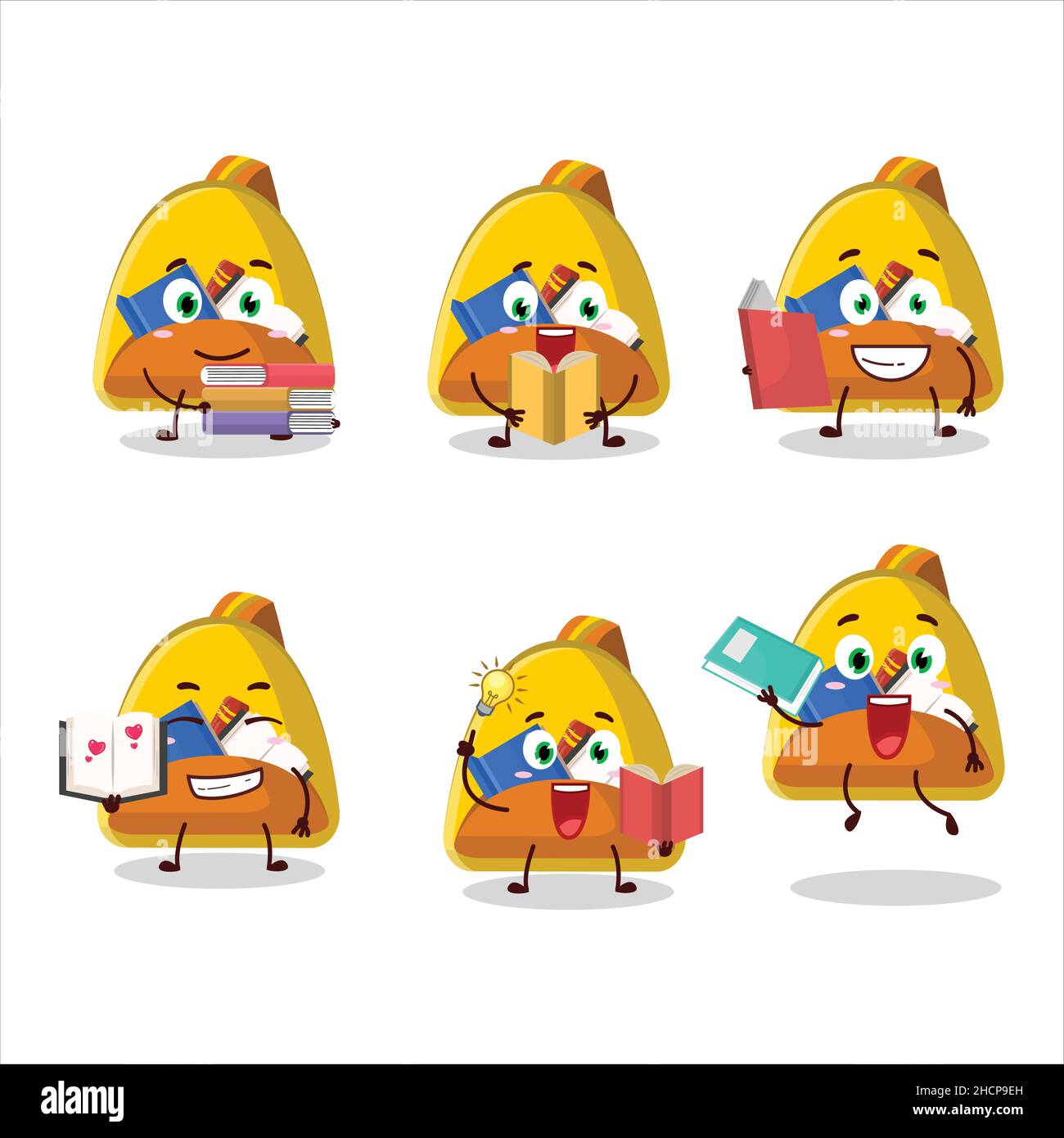 A picture of school bag cartoon character concept reading an amusing ...