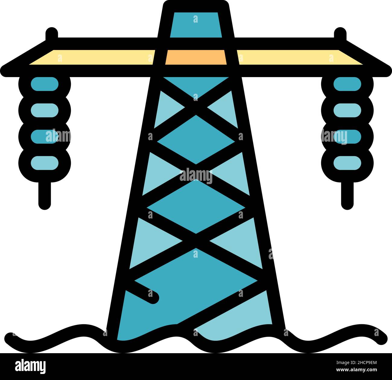 Hydro power tower icon. Outline hydro power tower vector icon color ...