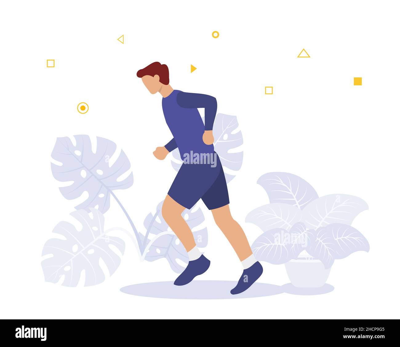 man running for health exercise on shoes with modern flat style vector ...