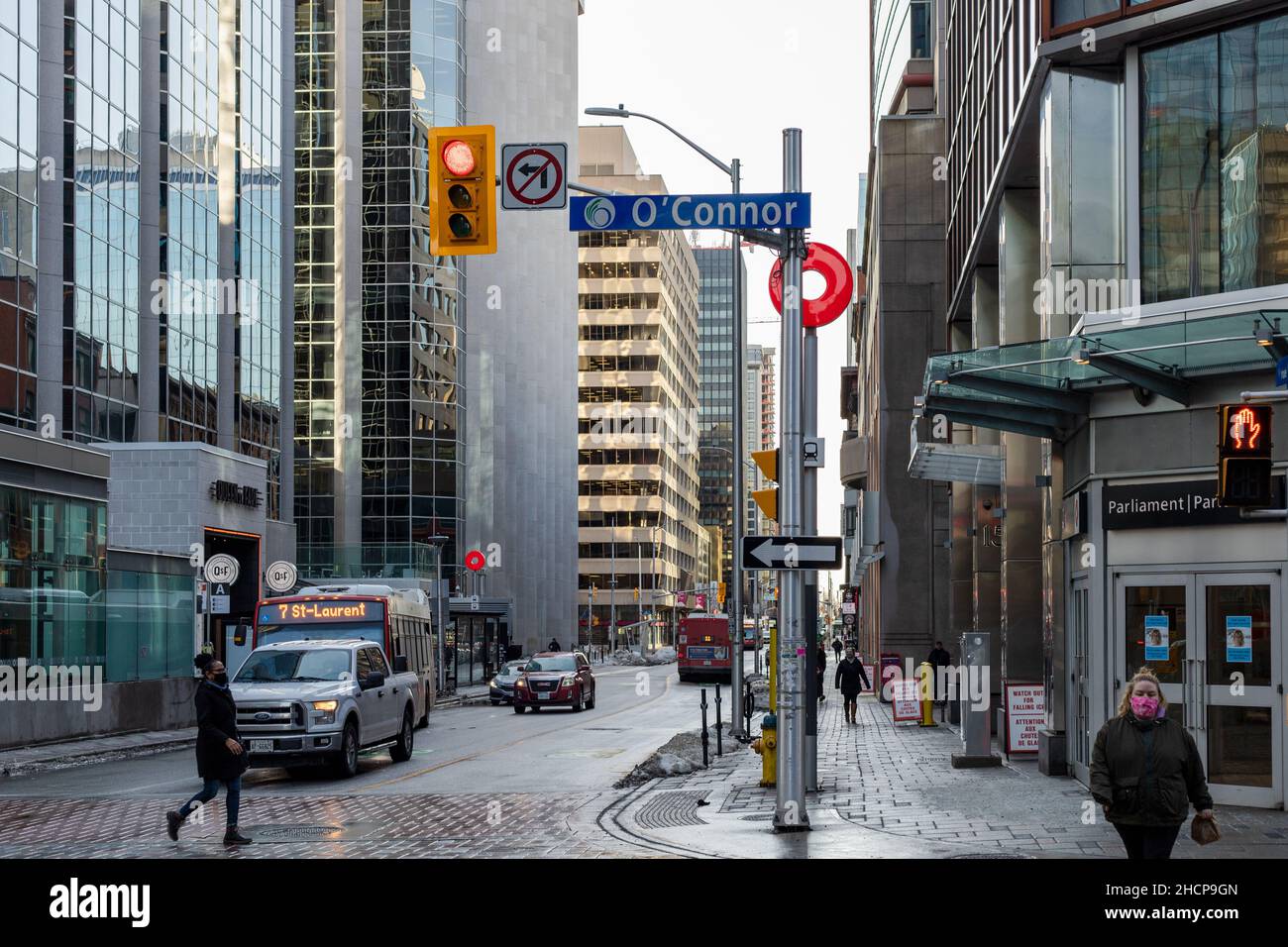 Ottawa, Canada - December 16, 2021: Cityscape street view with modern ...