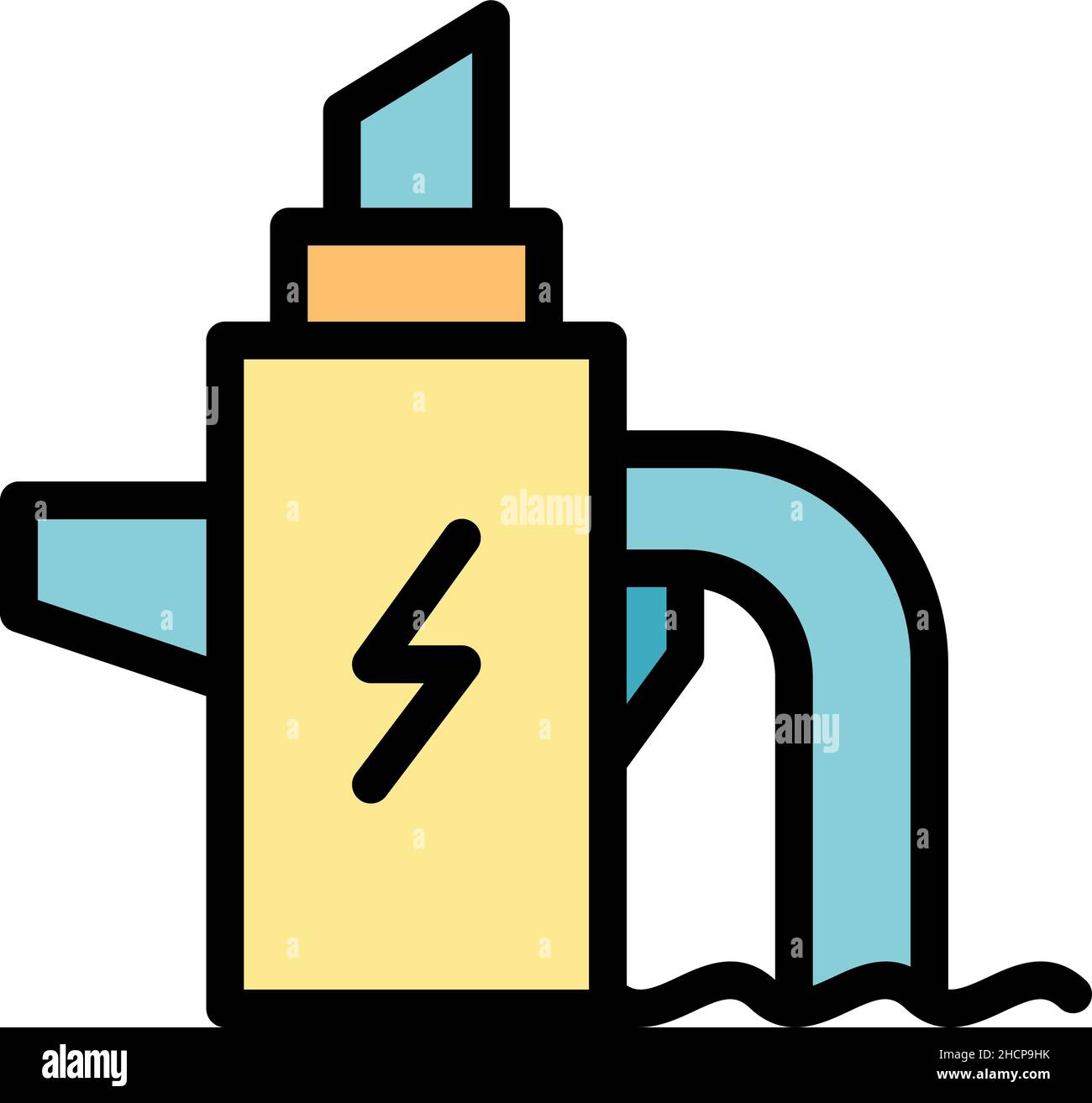 Hydro power reactor icon. Outline hydro power reactor vector icon color ...
