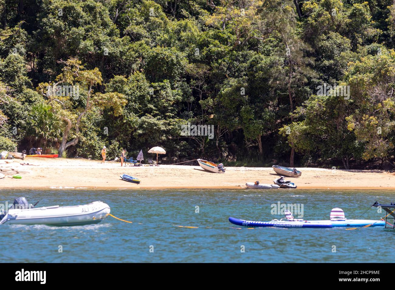 Beach at the Basin camp ground on Pittwater in Sydney's north, New ...