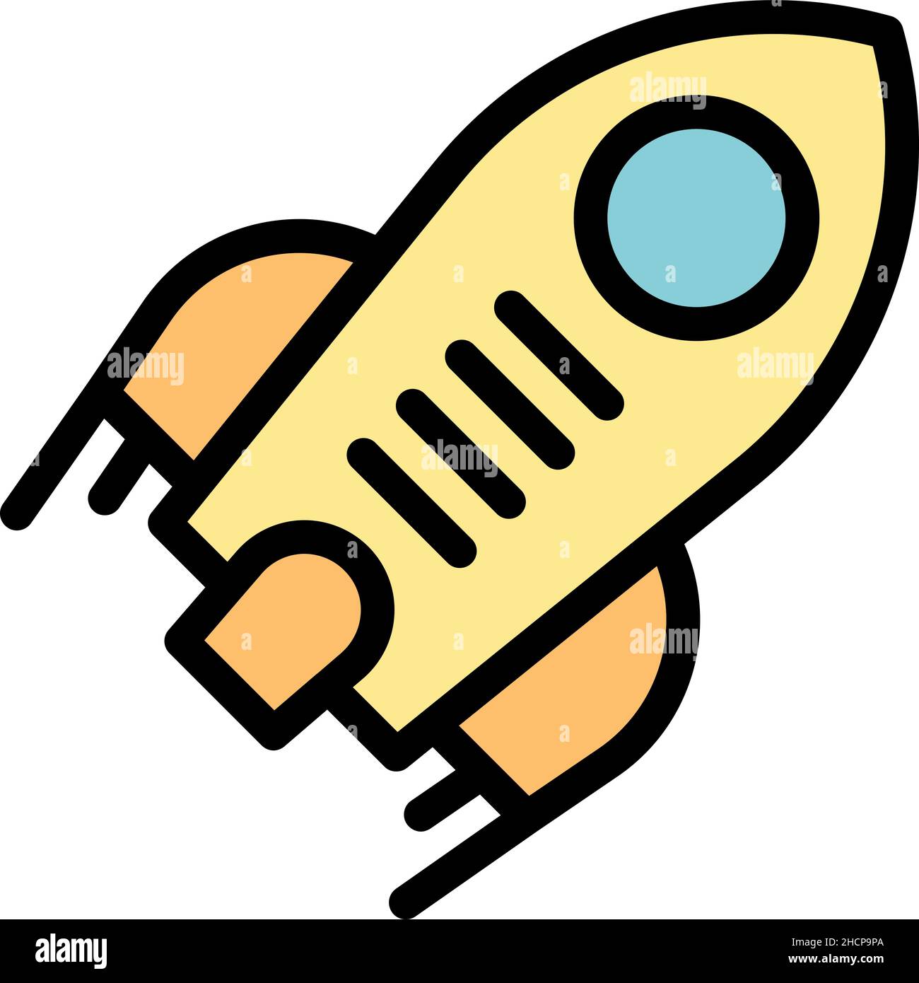 Startup rocket icon. Outline startup rocket vector icon color flat ...