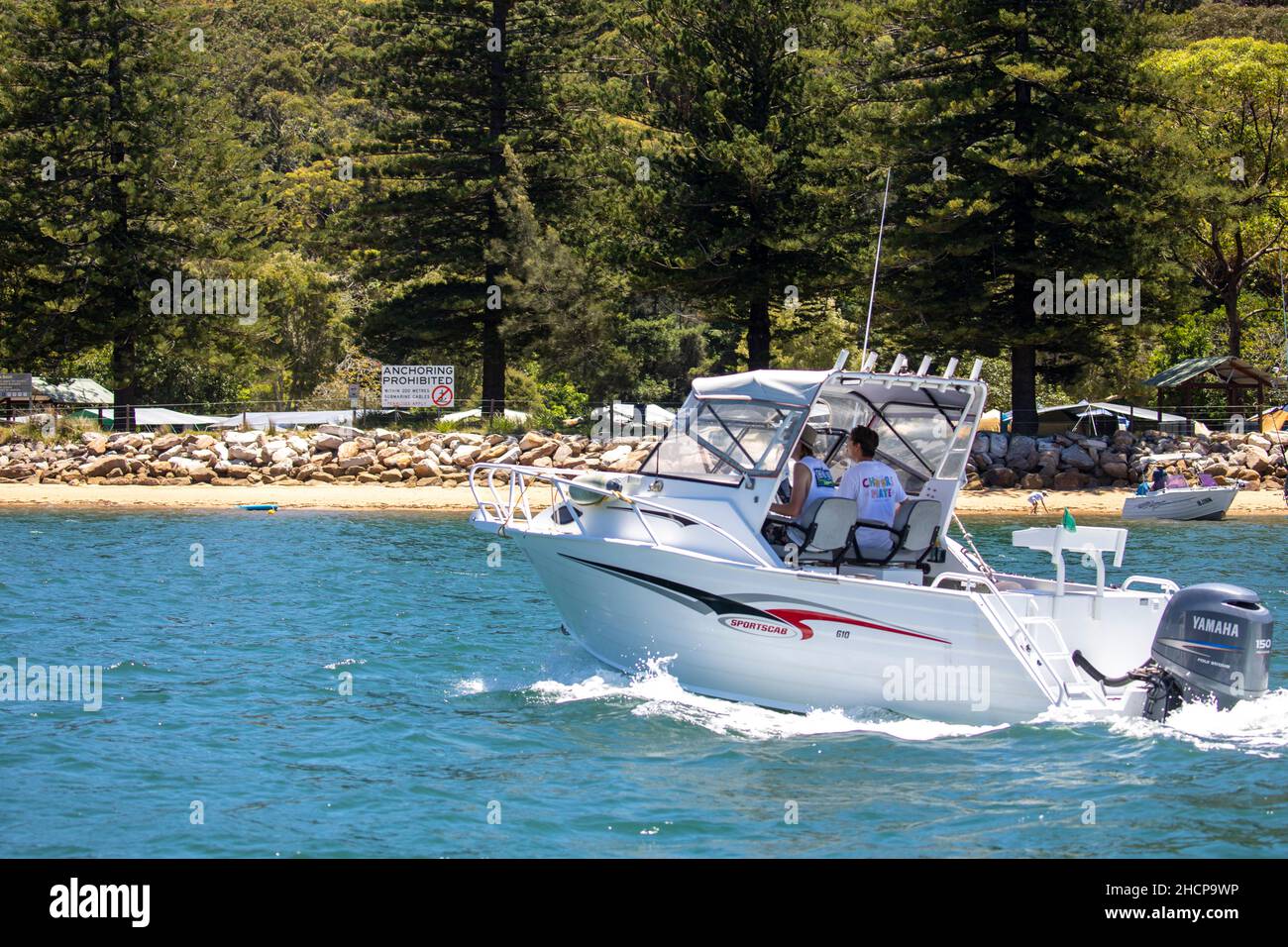 Boat on Pittwater at The Basin camp site, Sydney,NSW,Australia Stock ...
