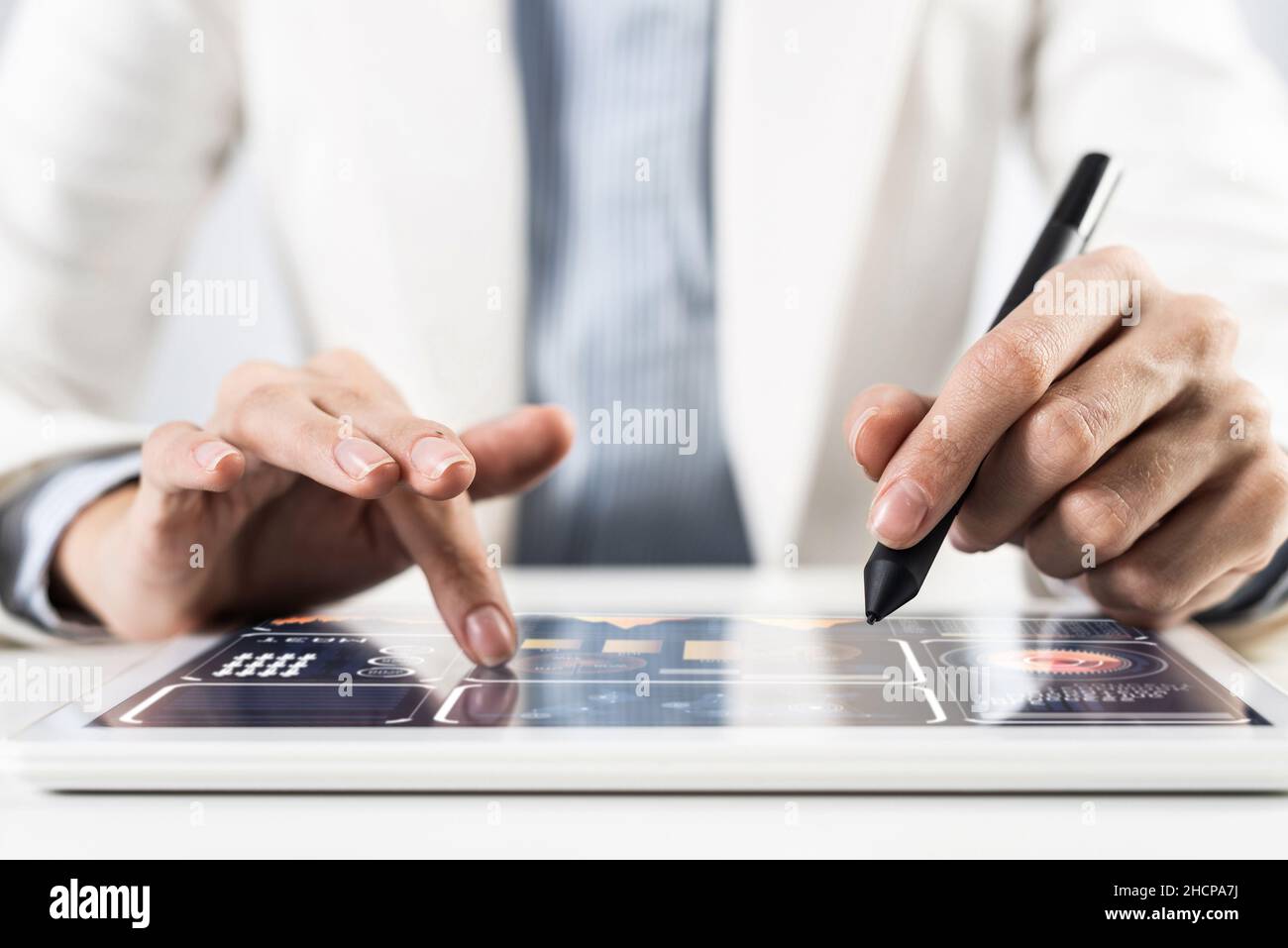 Tablet computer for financial data analysis Stock Photo - Alamy