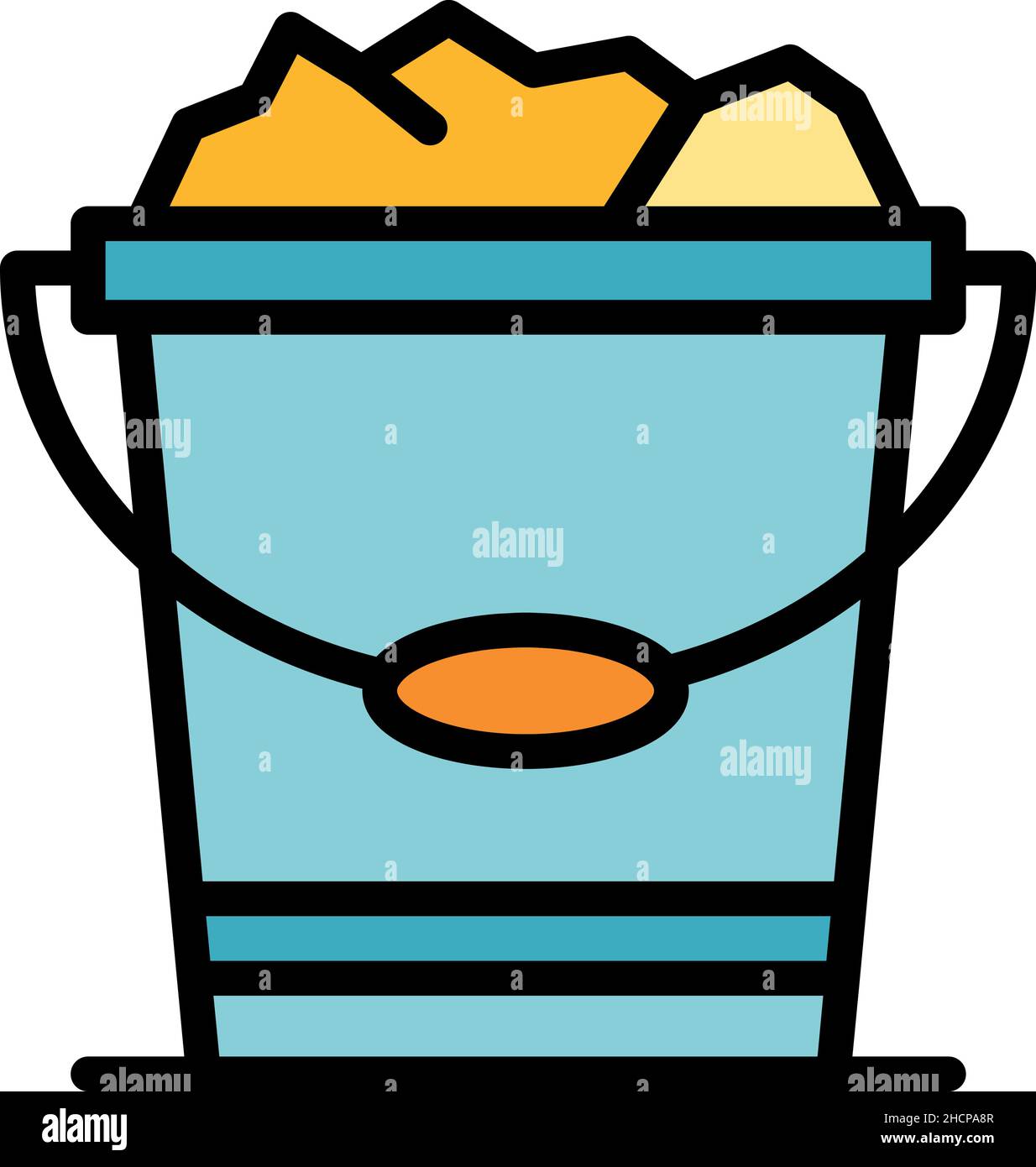 Full farm bucket icon. Outline full farm bucket vector icon color flat ...