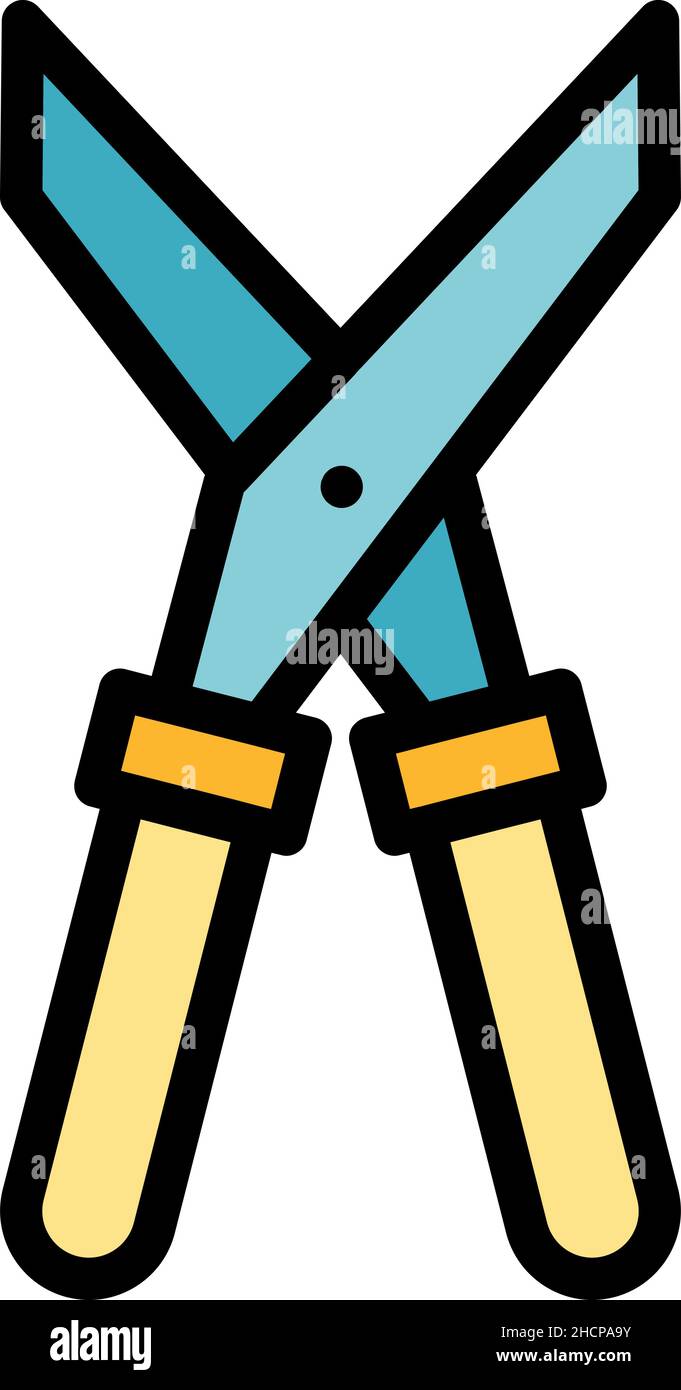 Farm scissors icon. Outline farm scissors vector icon color flat ...