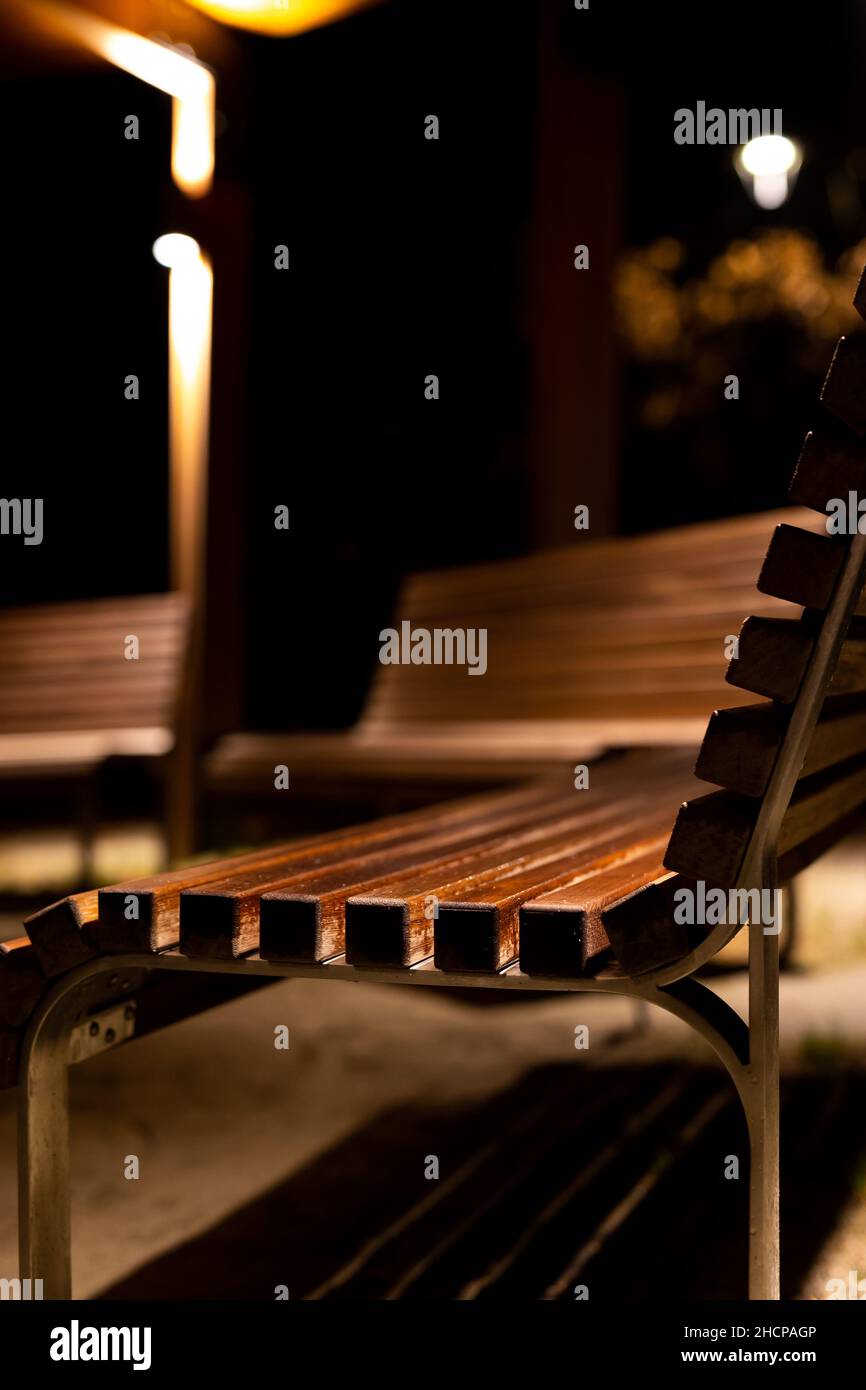 A park shed with empty benches during a pandemic. Meeting places ...