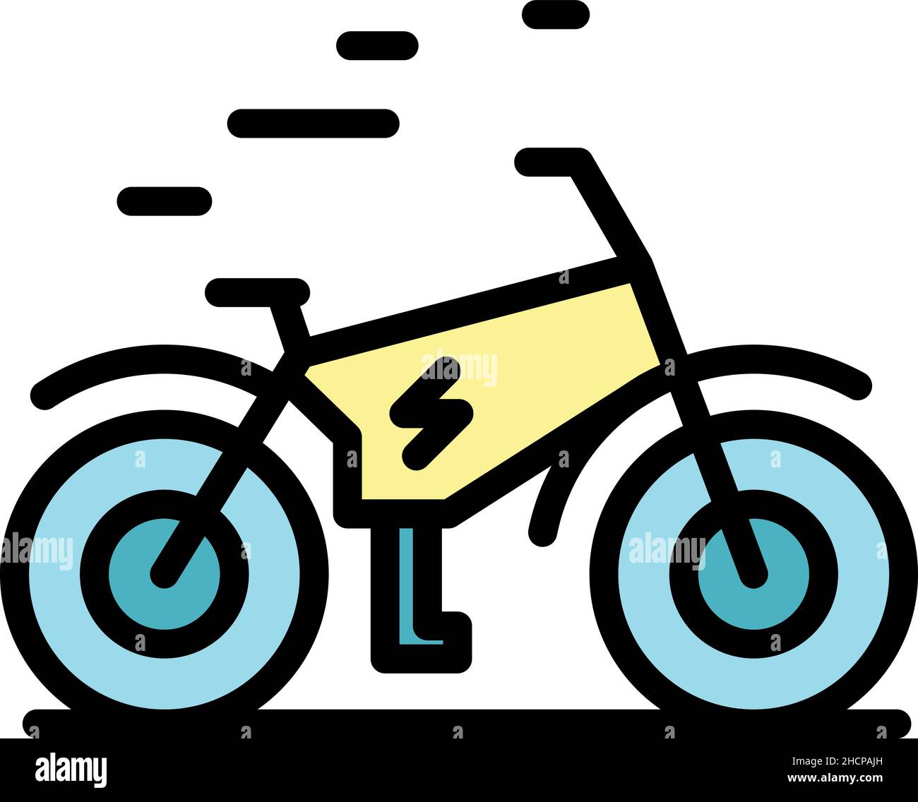 Electric bicycle icon. Outline electric bicycle vector icon color flat ...