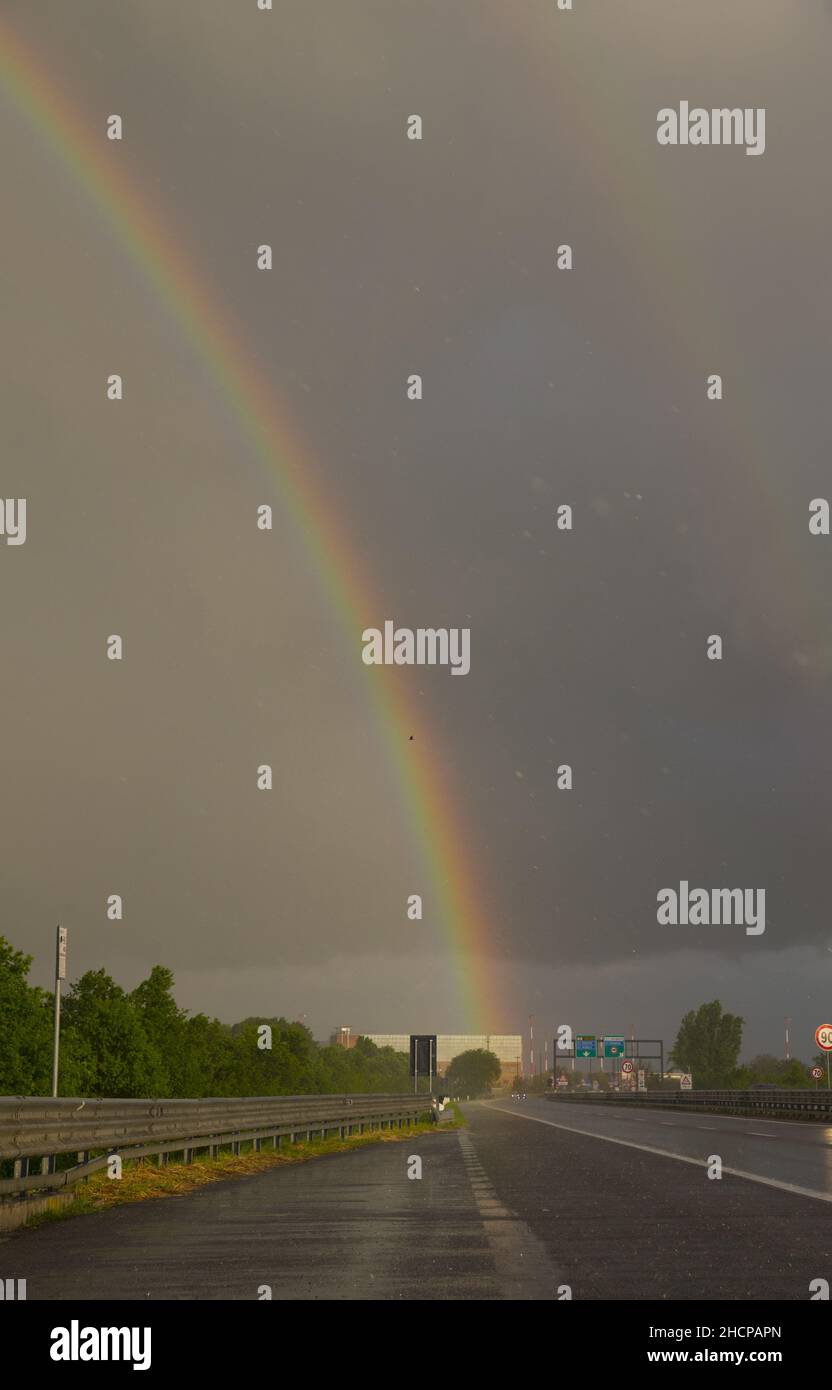 Rainbow after a strong thunderstorm Stock Photo - Alamy