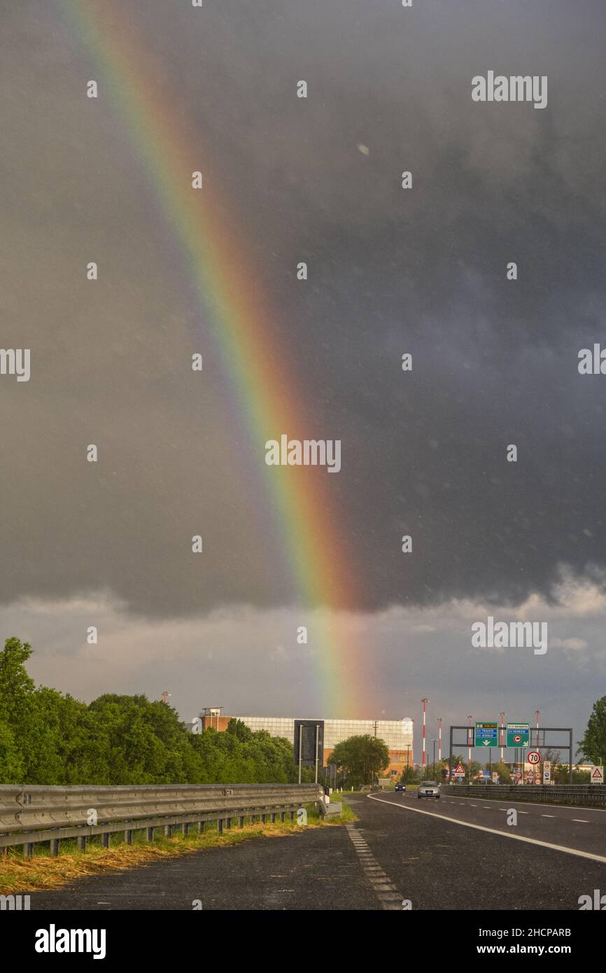 Rainbow after a strong thunderstorm Stock Photo - Alamy