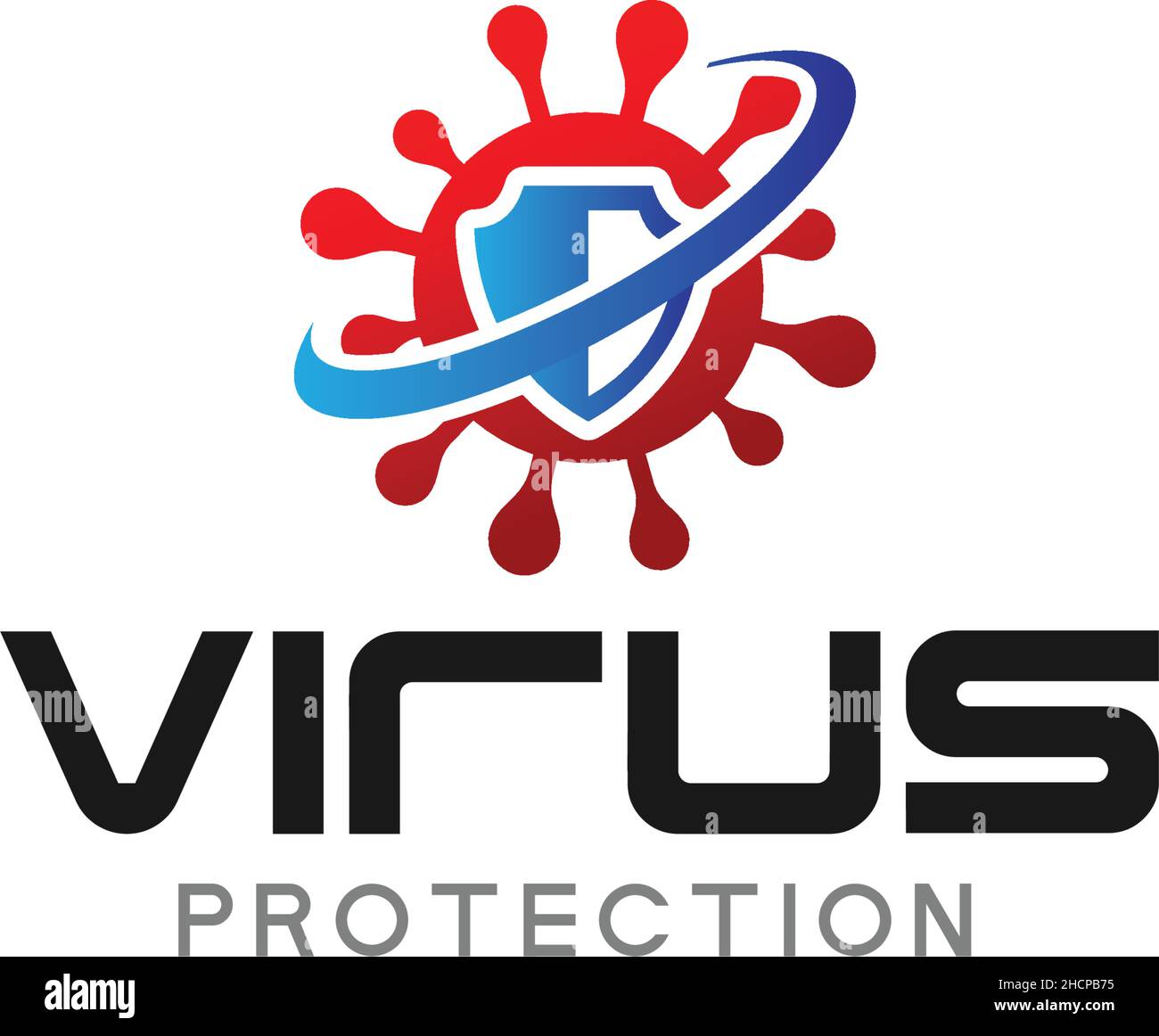 Flat Colorful VIRUS PROTECTION shield logo design Stock Vector Image ...