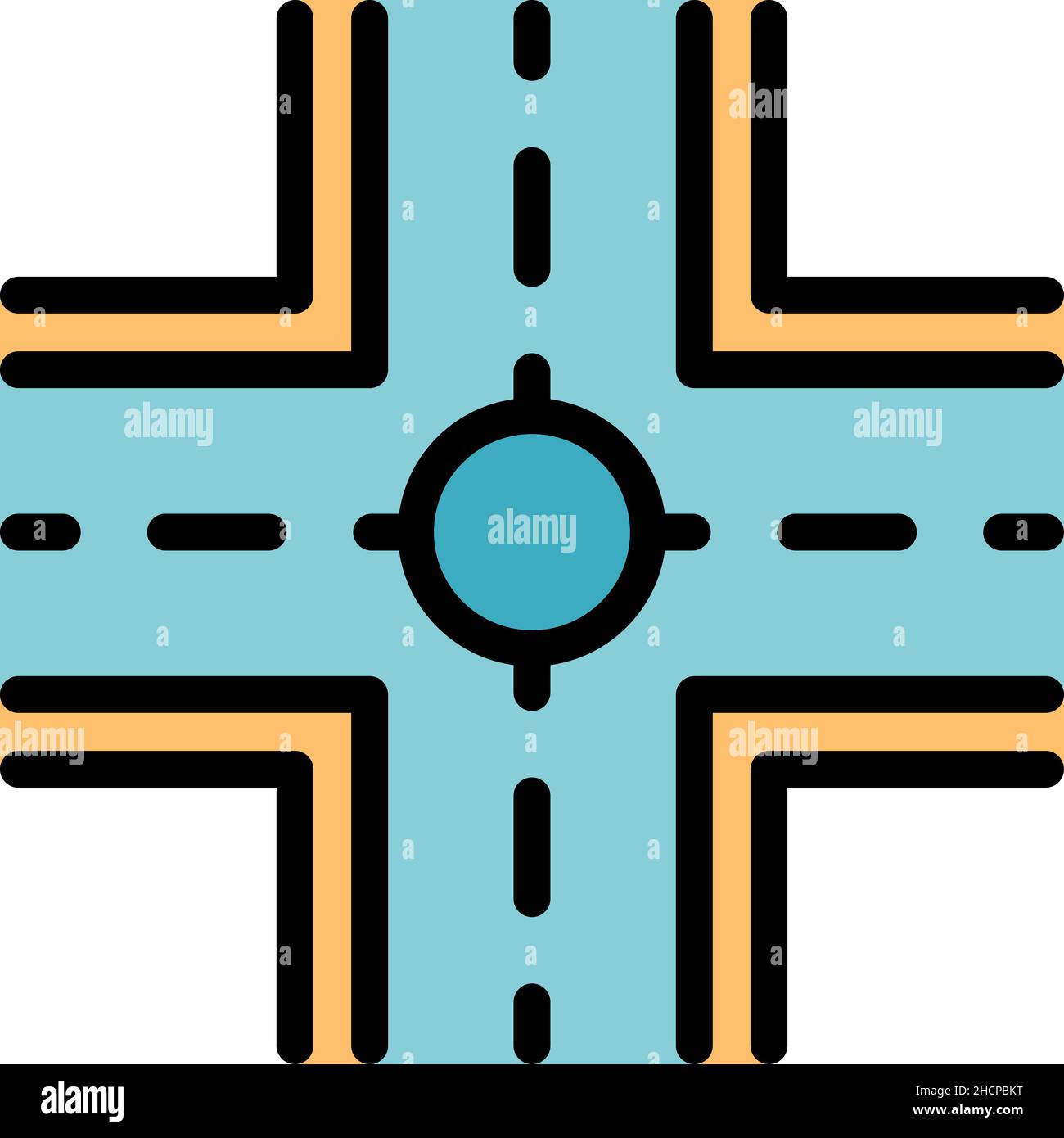 City crossroad icon. Outline city crossroad vector icon color flat isolated Stock Vector Image ...