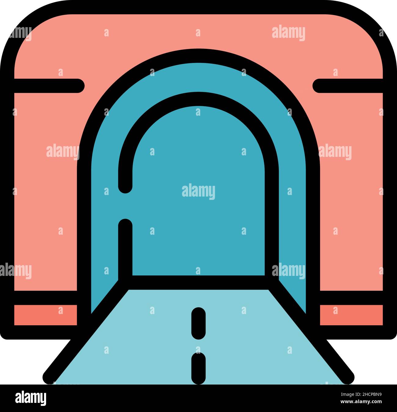 Road tunnel icon. Outline road tunnel vector icon color flat isolated ...