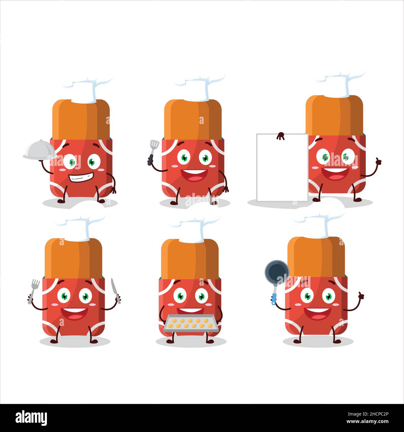 Cartoon character of red eraser with various chef emoticons. Vector ...