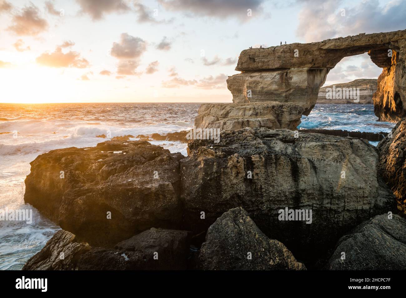 The stone arch of Gozo in Malta that has fallen a while ago Stock Photo ...