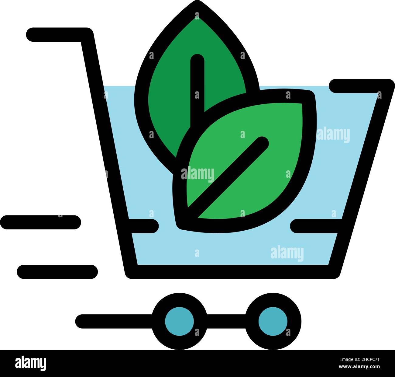 Organic leaves cart icon. Outline organic leaves cart vector icon color ...