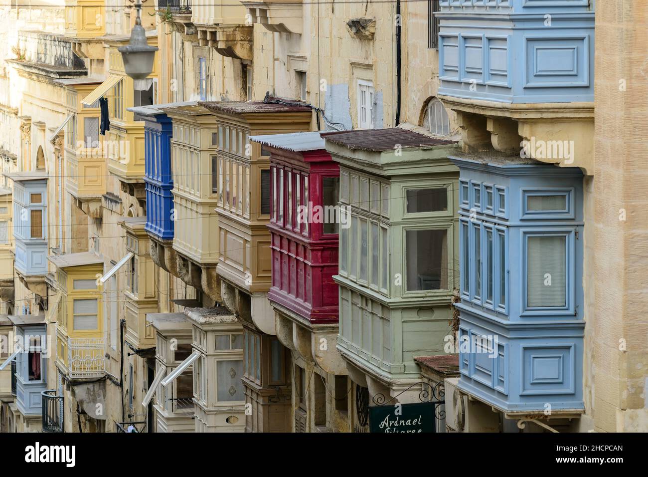 The famous balconies of Valletta in Malta Stock Photo - Alamy