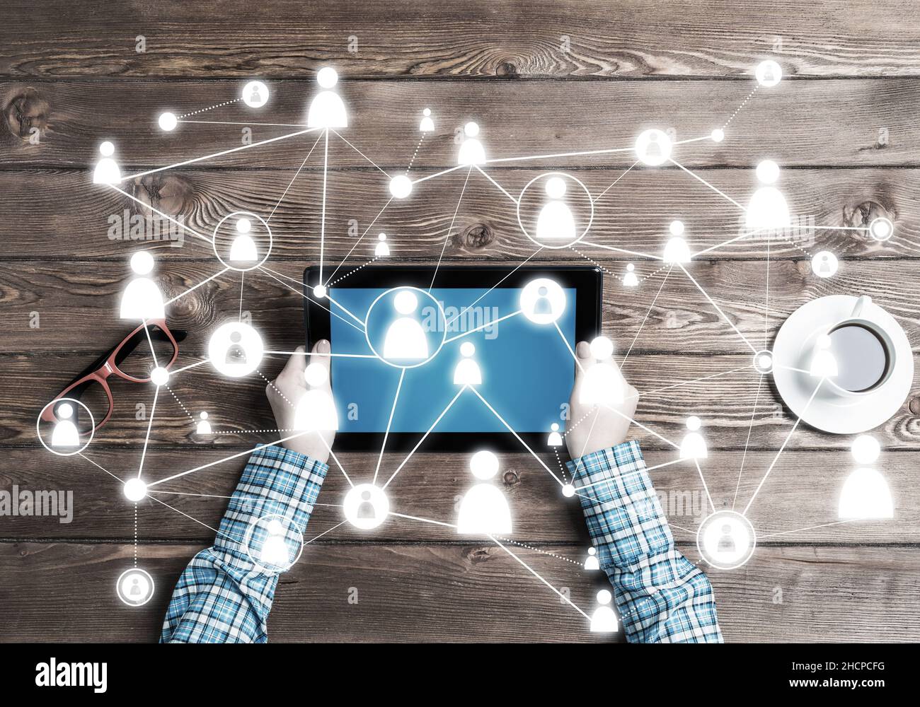 Concept of social communication and networking with social connection ...