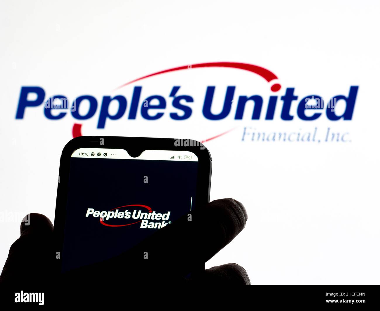 In this photo illustration People’s United Financial Bank logo seen ...