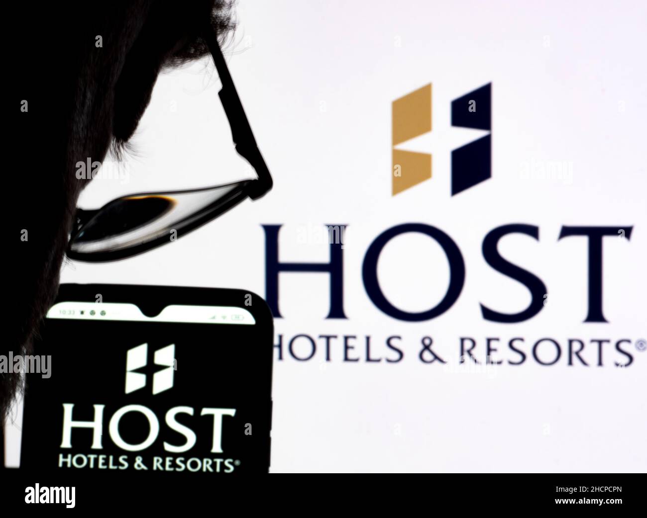 In this photo illustration Host Hotels & Resorts, Inc. logo seen ...