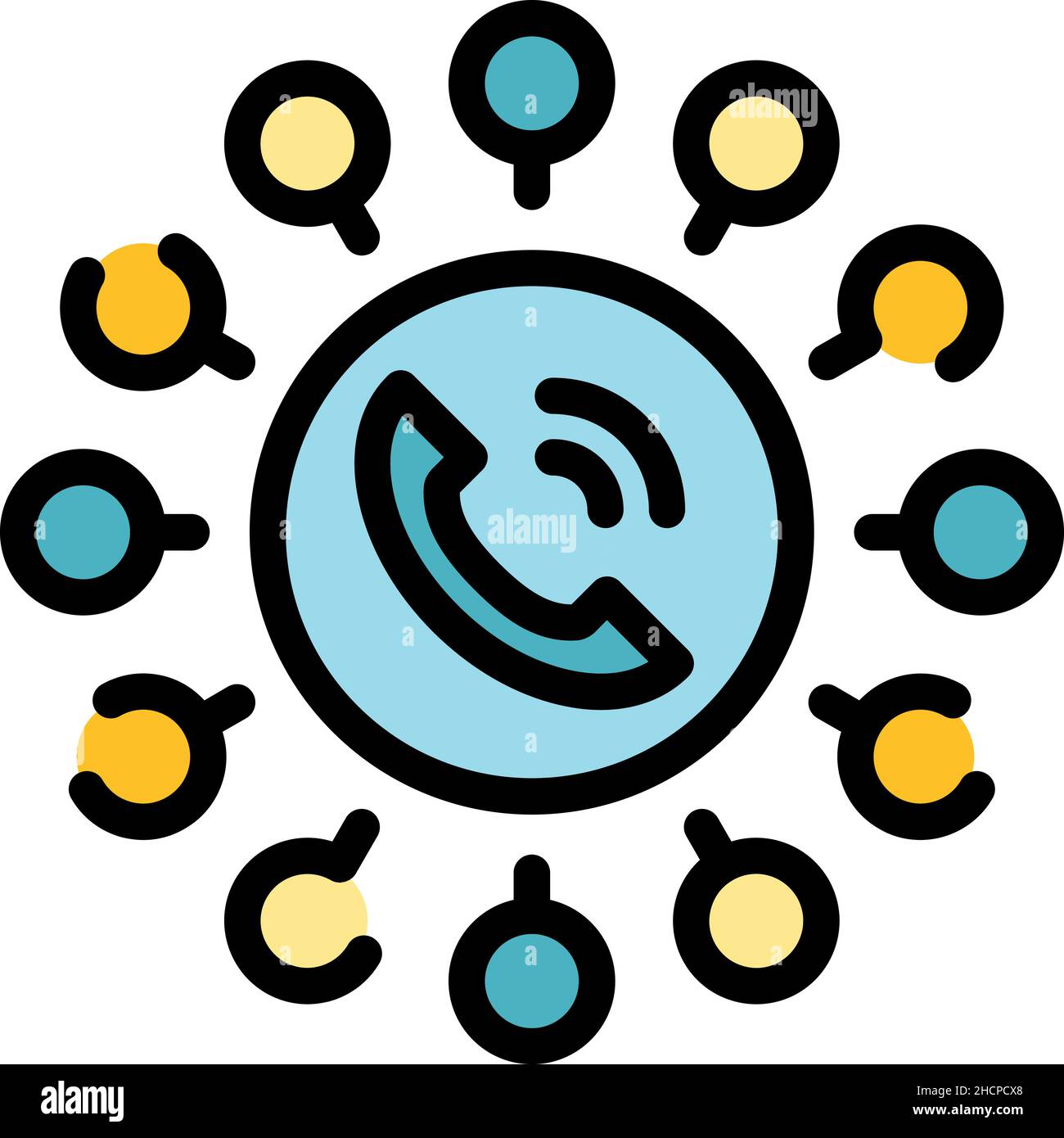 Agent call scheme icon. Outline agent call scheme vector icon color ...