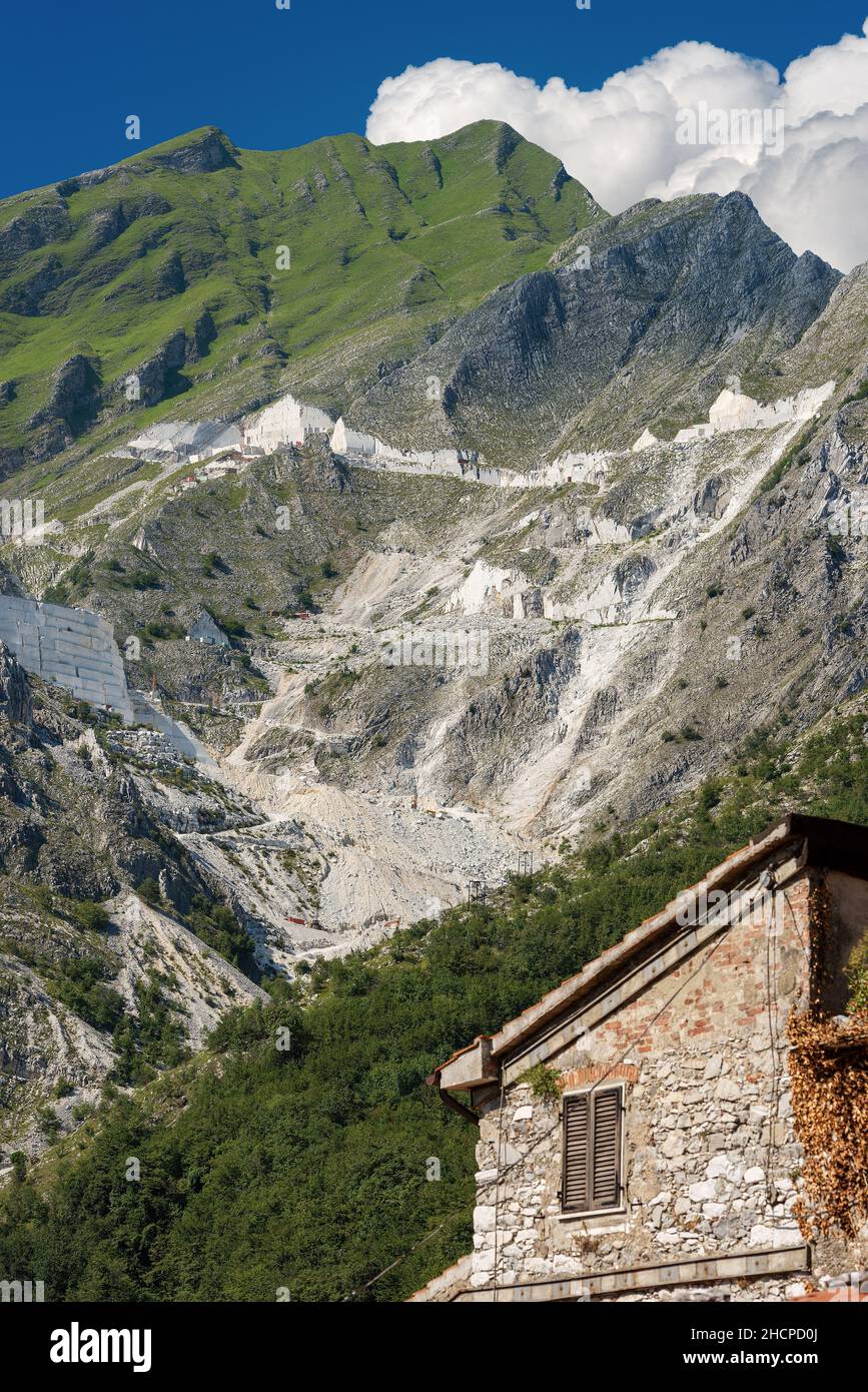 White marble quarry of Carrara near the small village of Colonnata ...