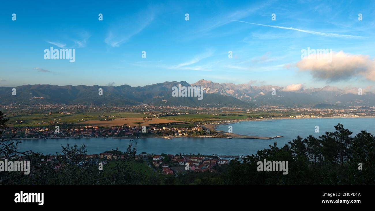 Versilia Coast with the Magra river, the Ligurian sea, the Apennines ...
